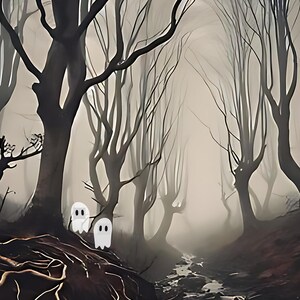 Spooky Ghost Landscape Printable Artwork - Etsy