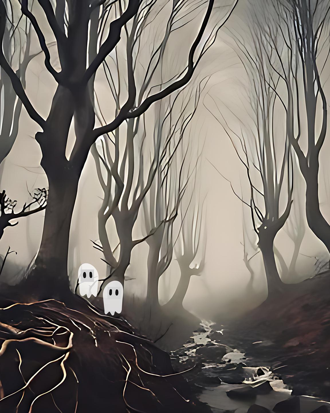 Spooky Ghost Landscape Printable Artwork - Etsy