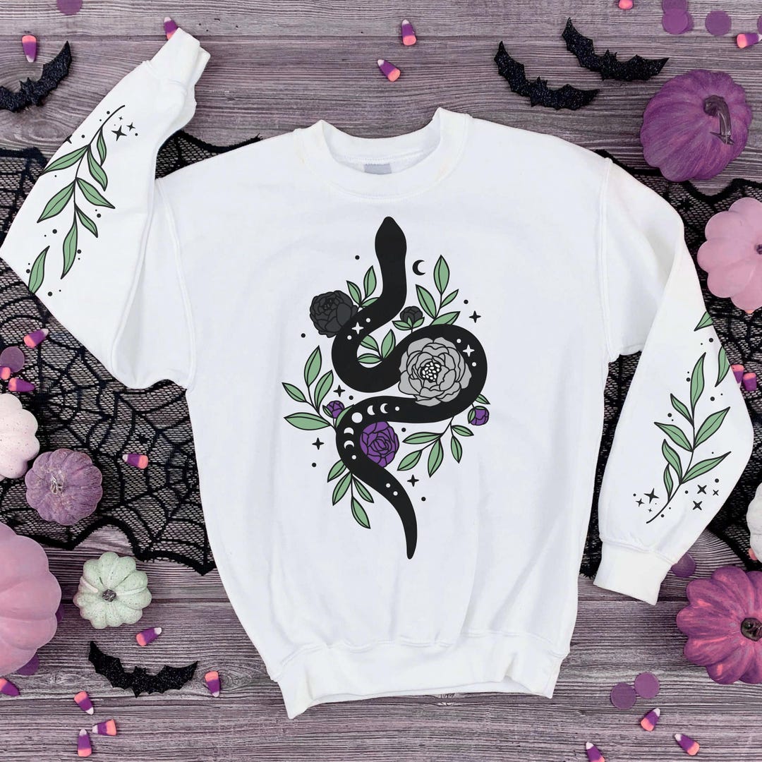 Subtle Ace Pride Snake & Flowers Unisex Heavy Blend Crewneck Sweatshirt ...
