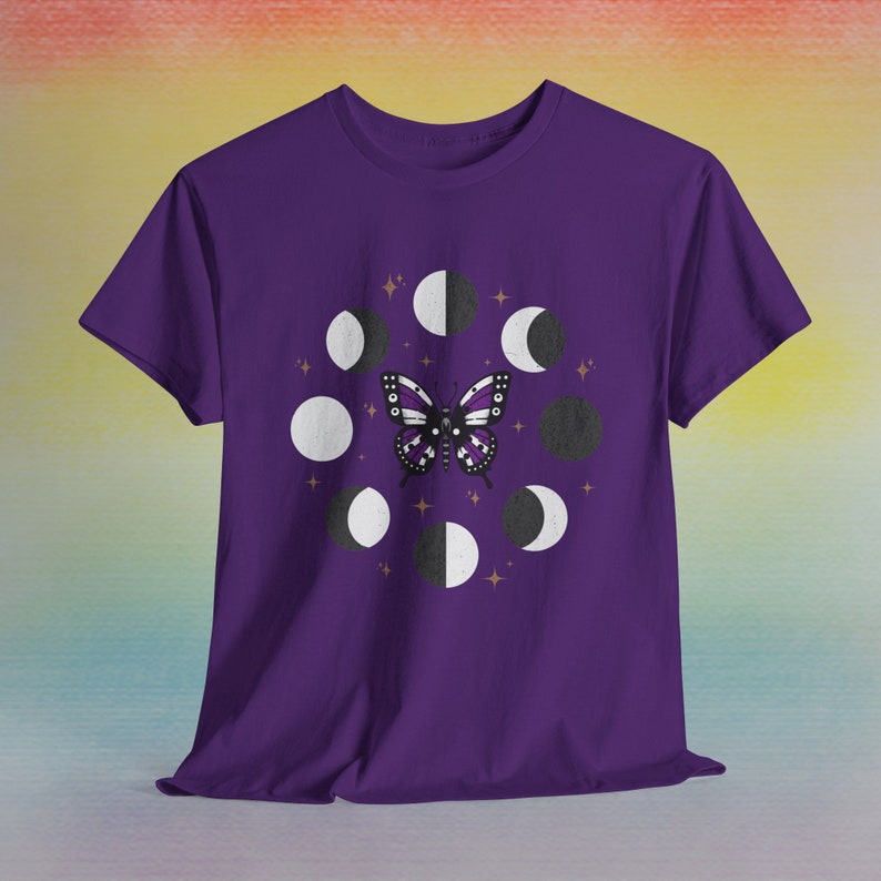 Subtle Ace Butterfly Moon Phases Graphic Tee Shirt Asexual Crew Neck ...