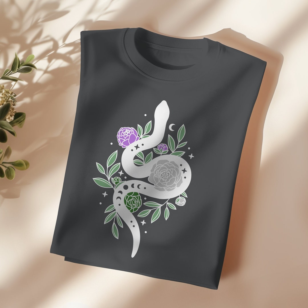 Super Soft "subtle Gender Queer Snake & Flowers " Unisex Jersey Tee ...