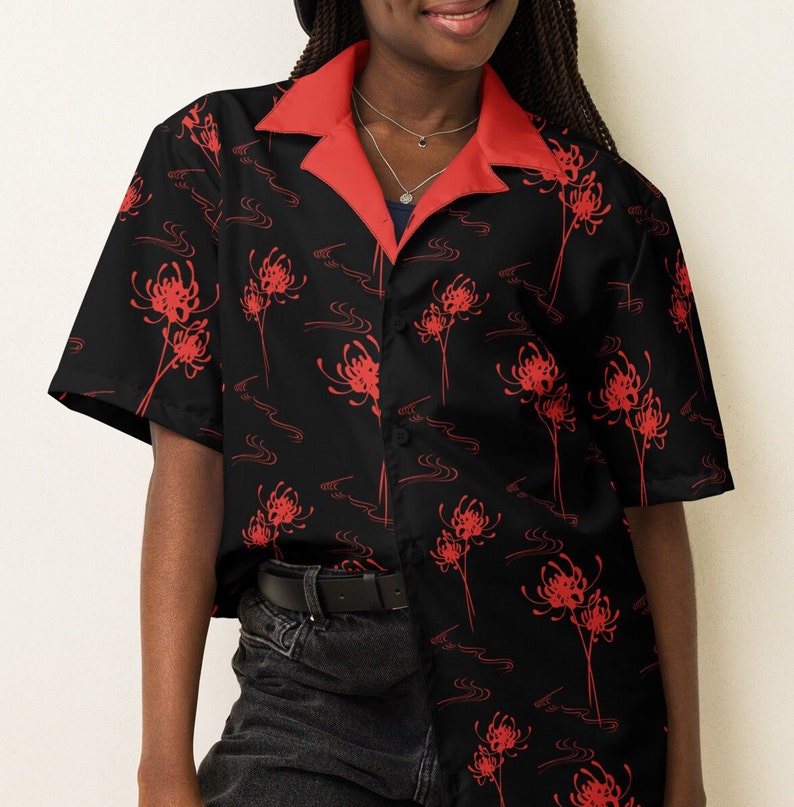 Red Spider Lily Unisex Oversized Button up Shirt Anime Japanese Design ...