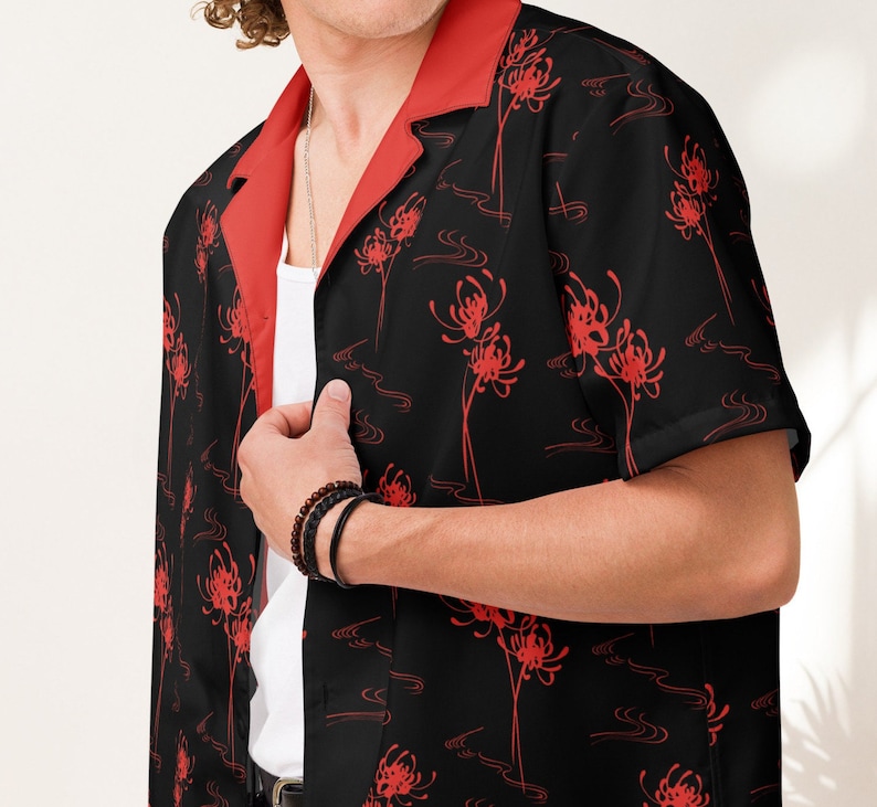 Red Spider Lily Unisex Oversized Button up Shirt Anime Japanese Design ...