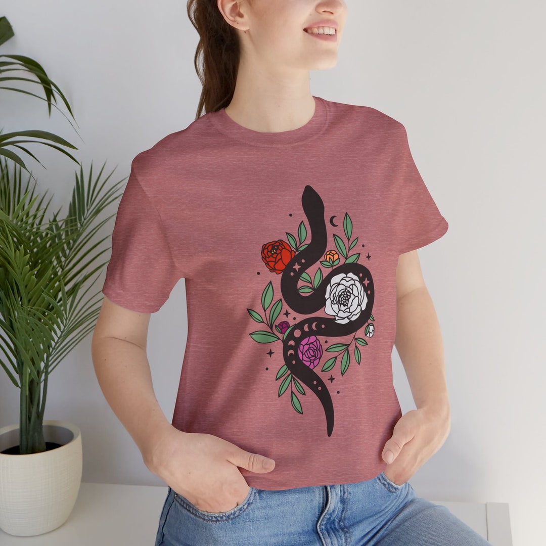 Super Soft Subtle Lesbian Snake & Flowers Unisex Jersey Tee Shirt ...