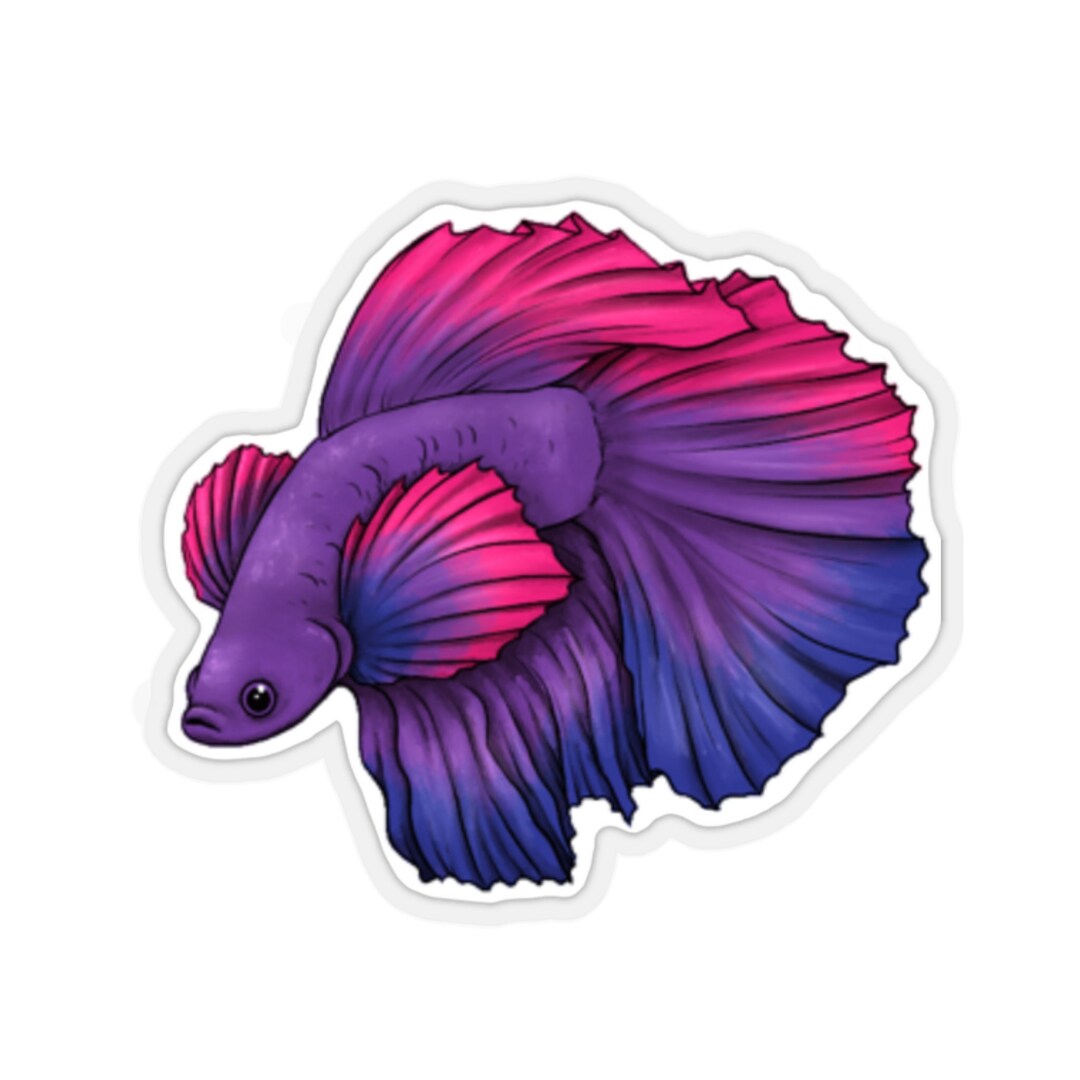 Bisexual Bi Pride Betta Fish Sticker Queer Flag Pet Animal Print Gay ...