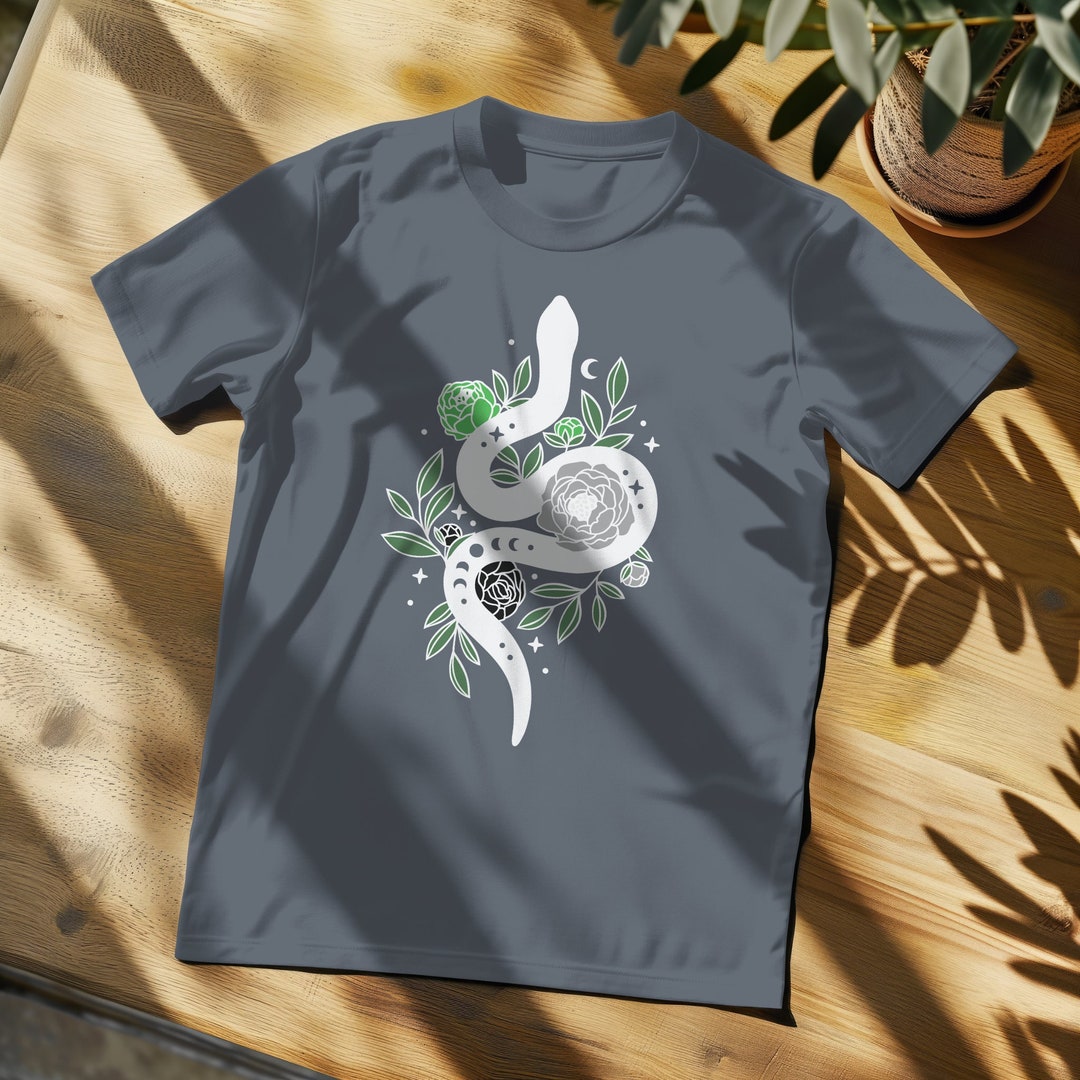 Super Soft Subtle Aro Snake & Flowers - Unisex Jersey Tee Shirt Graphic ...
