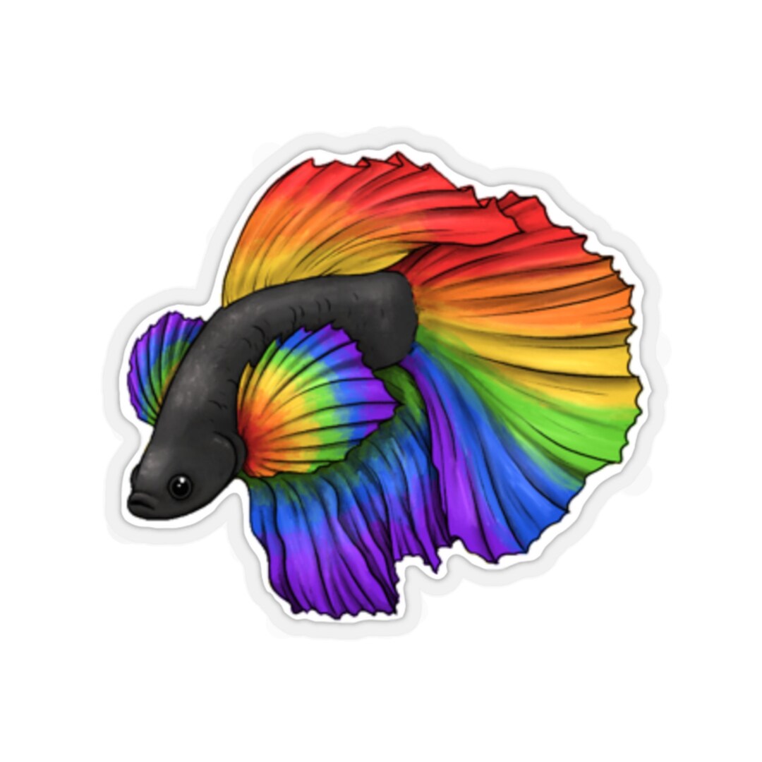 Gay Pride Betta Fish Sticker Queer Flag Pet Animal Print Gay LGBTQ ...