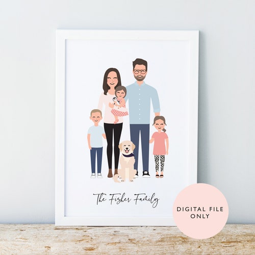 Personalised Family Portrait Print Custom Family - Etsy