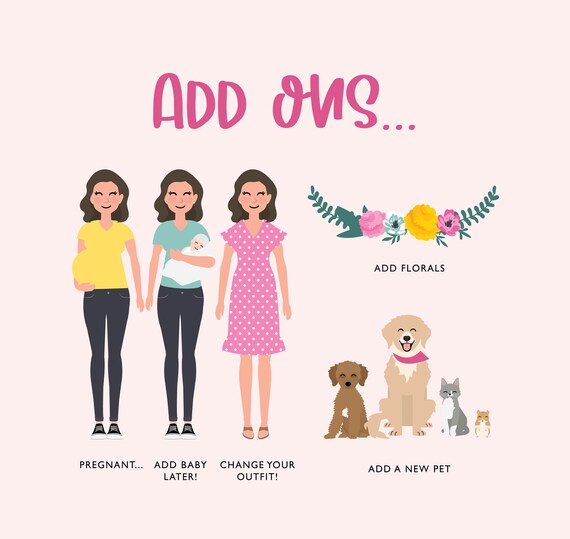 Family Portrait Add Ons / Character Add On / Add Child or Pet | Etsy