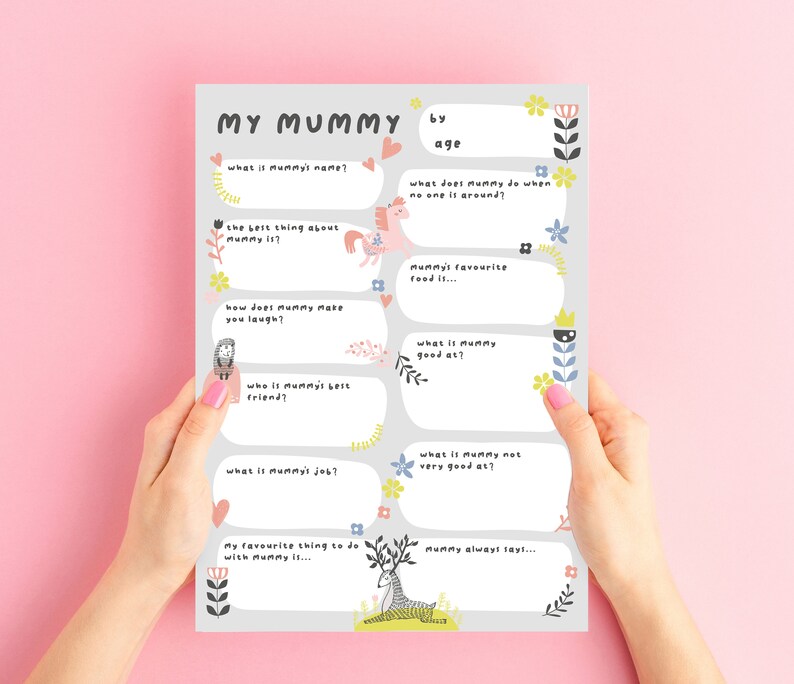 Mother's Day Printable Interview / Kid Fill in the Blanks - Etsy