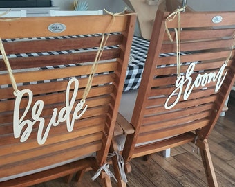 Bride and Groom Chair Signs - Etsy