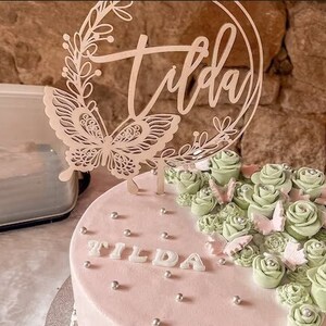 Birthday Cake Topper, Butterfly Topper, Name Cake Writing ...