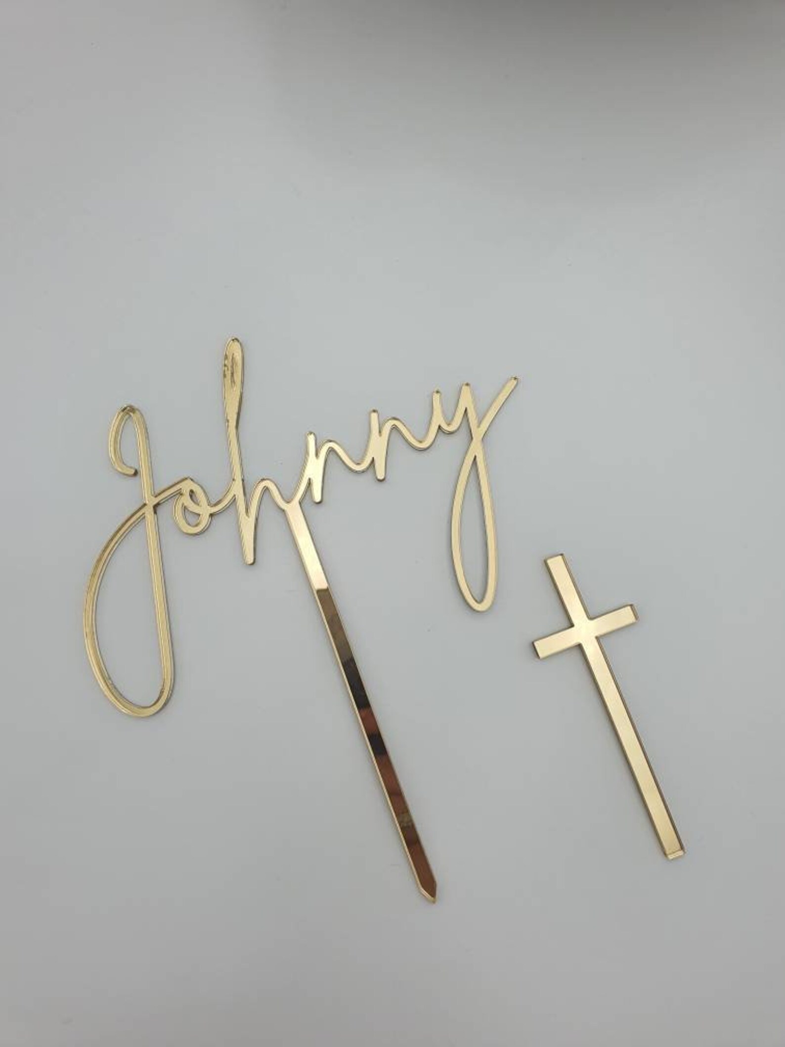 Thin Cross Cake Charm Name Acrylic Cross Topper Christening - Etsy