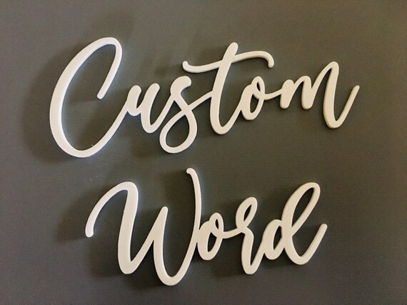 Custom Words White Acrylic Custom Text White Letters | Etsy
