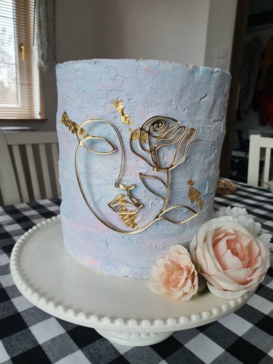 Birthday Girl Line Art Face Topper Woman Mirror Cake Charm - Etsy