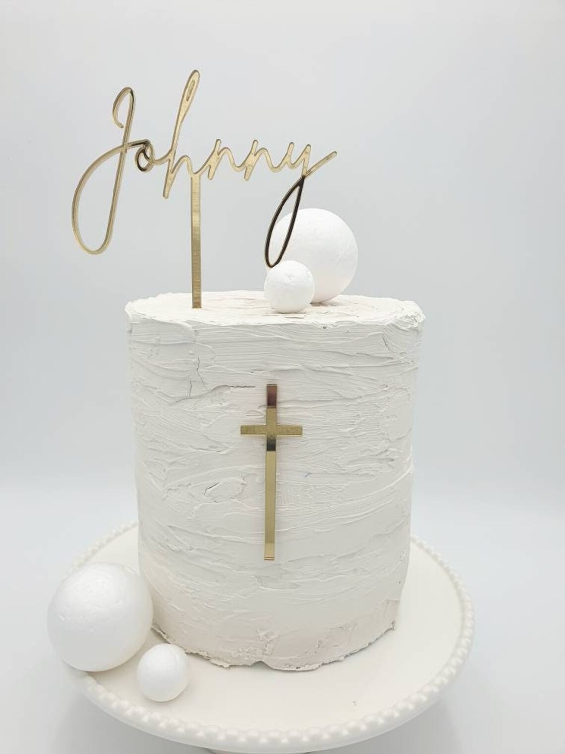 Thin Cross Cake Charm Name Acrylic Cross Topper Christening - Etsy