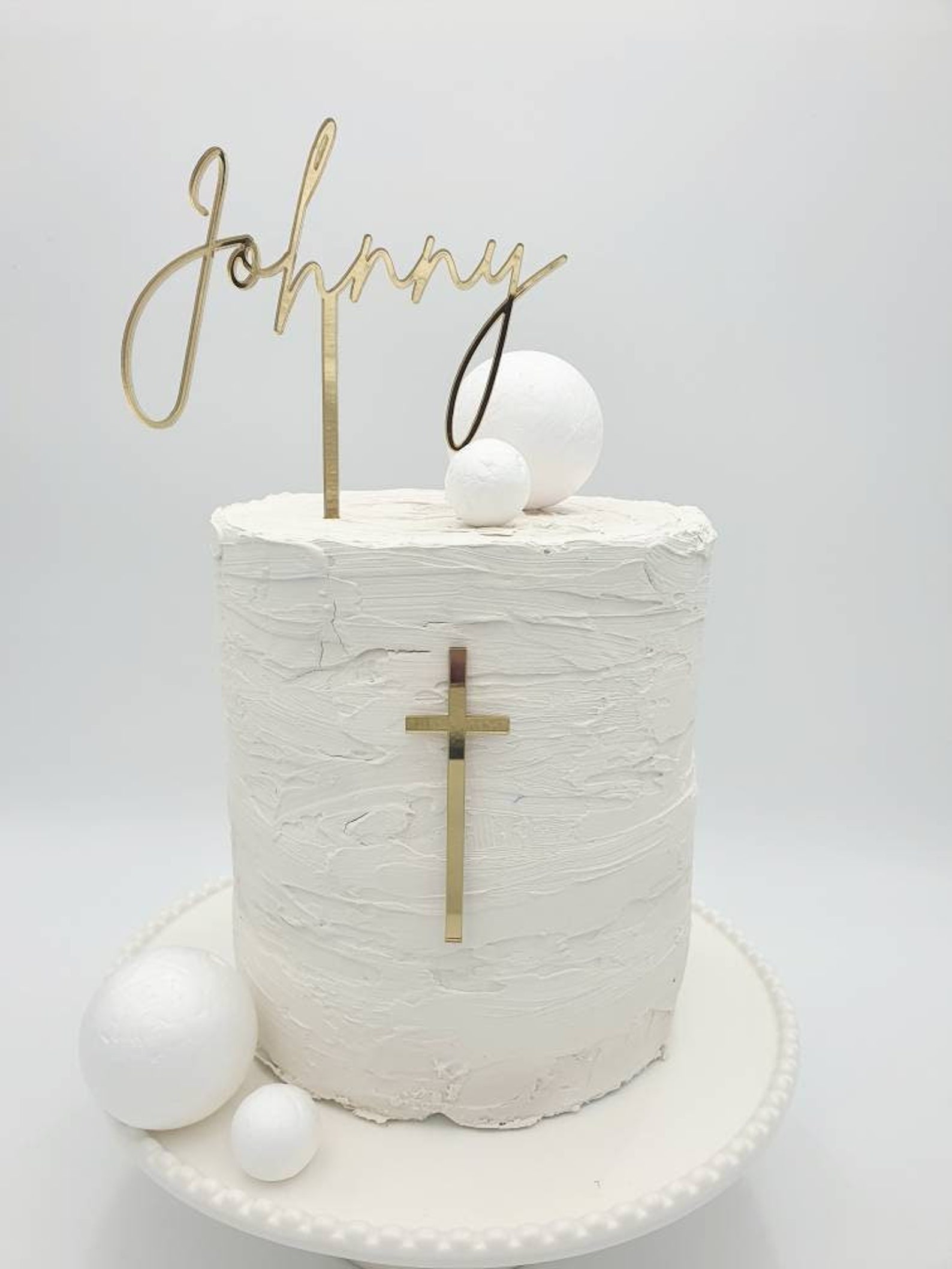 Thin Cross Cake Charm Name Acrylic Cross Topper Christening - Etsy