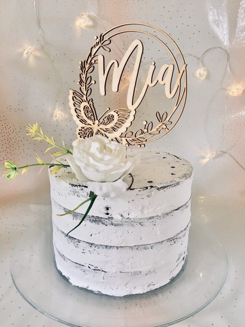 Birthday Cake Topper Butterfly Topper Name Cake Writing - Etsy