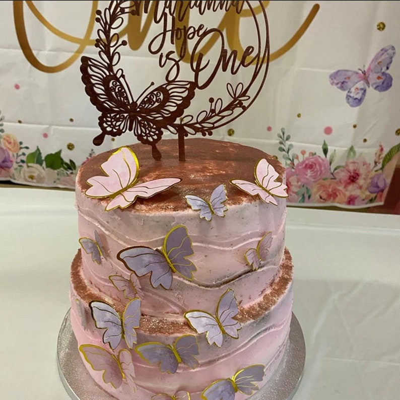 Birthday Cake Topper Butterfly Topper Name Cake Writing - Etsy