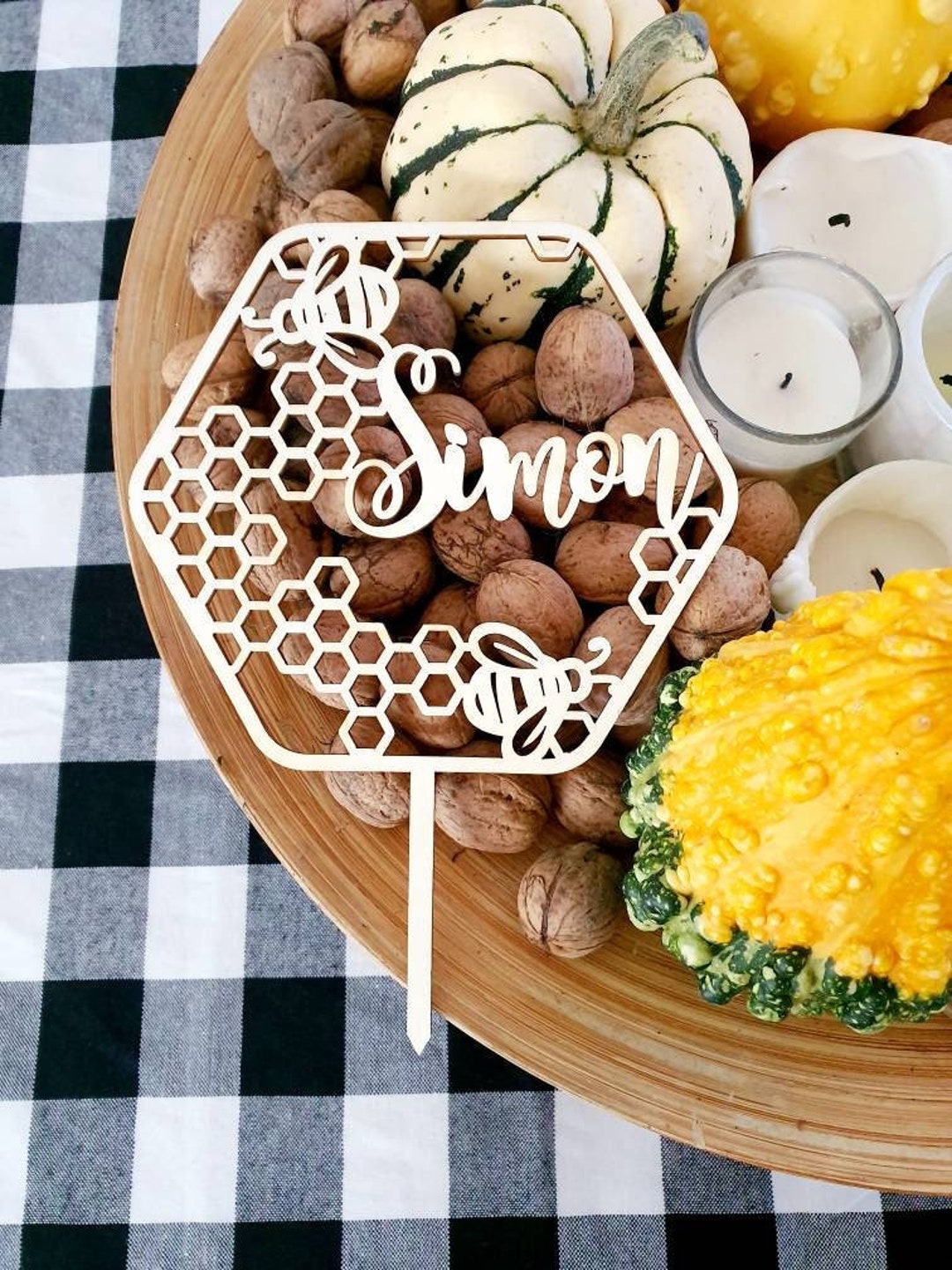 Bee Custom Cake Topper, Bee Cake Topper, Bumble Bee Birthday Cake ...