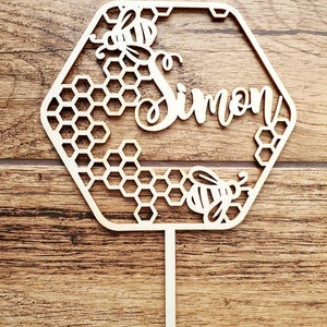 Bee Custom Cake Topper, Bee Cake Topper, Bumble Bee Birthday Cake ...