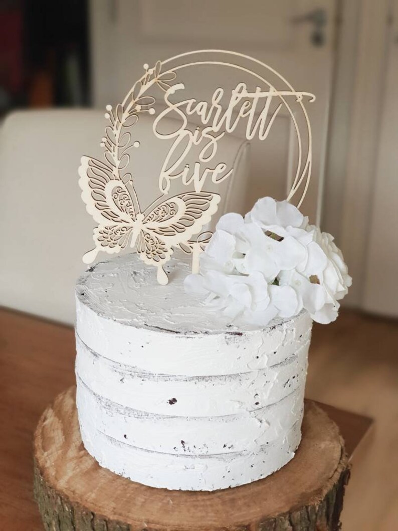 Birthday Cake Topper Butterfly Topper Name Cake Writing - Etsy