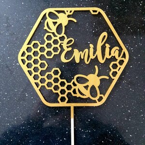 Bee Custom Cake Topper, Bee Cake Topper, Bumble Bee Birthday Cake ...