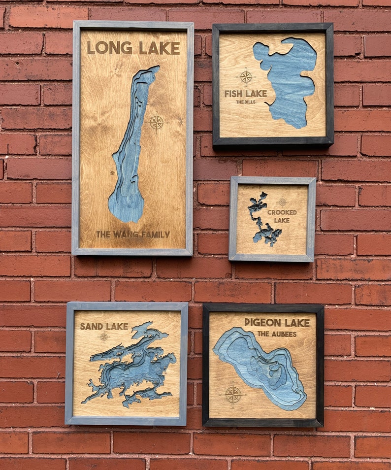 Custom Lake Map Laser Cut 3D Bathymetric / Topographic - Etsy