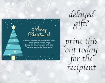 Christmas Present is Delayed Card | Your Gift is on Its Way | Delayed ...