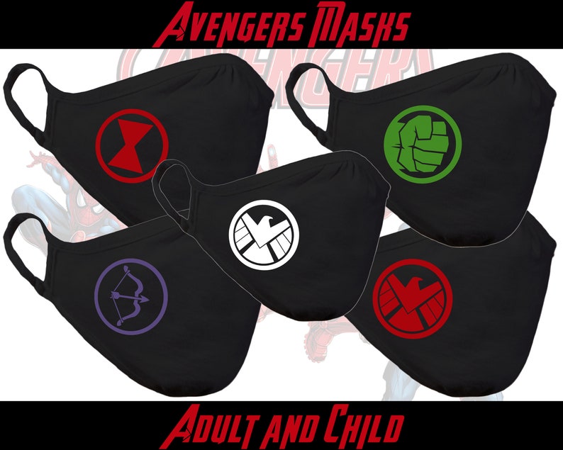 Disney Marvel Avengers Masks Black Widow Hawkeye Hulk | Etsy