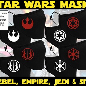 Star Wars Masks With Adjustable Elastic Ear Straps, Nose Wire, Filter ...