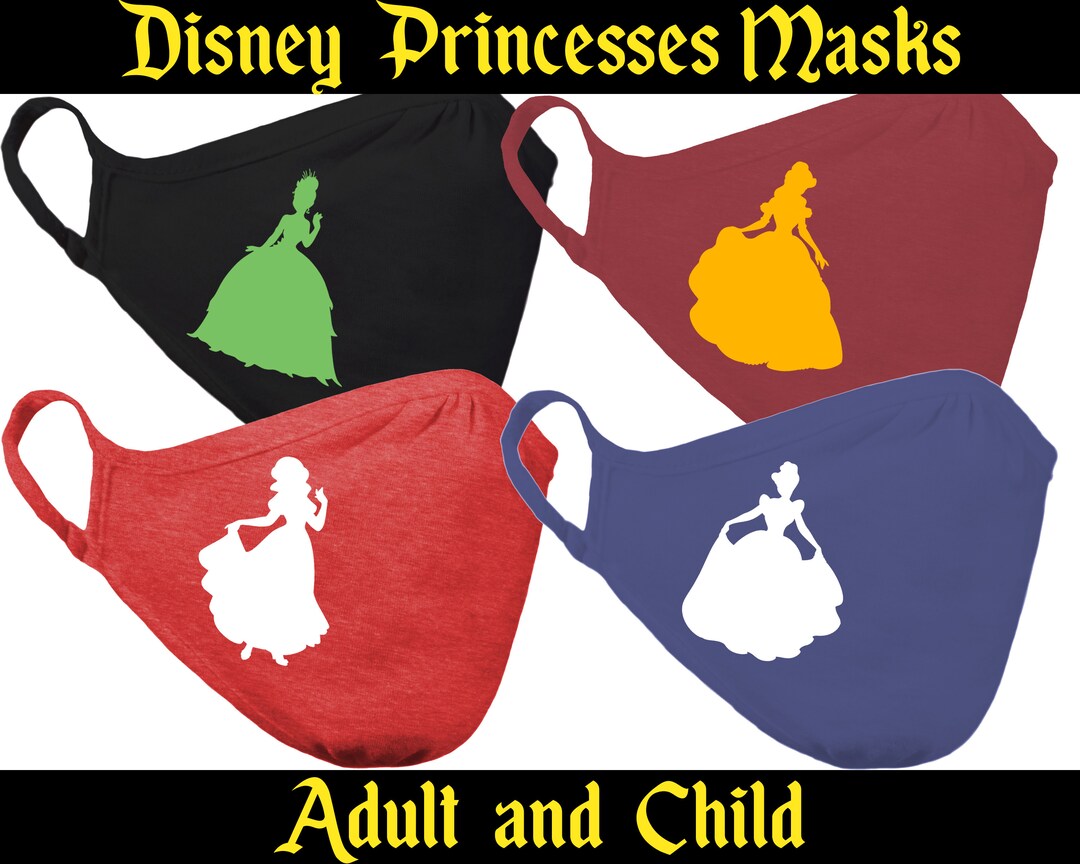 Disney Princess Tiana Belle Snow White Cinderella Face Masks Cotton ...