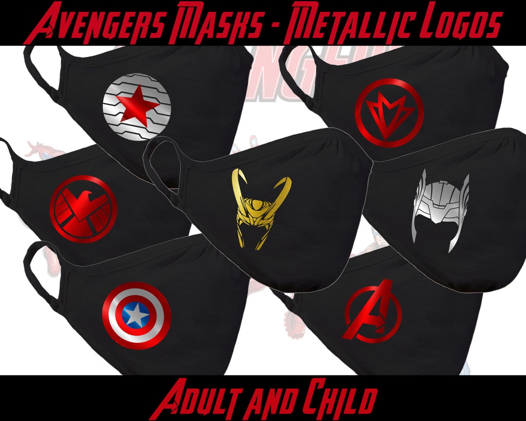 Disney Marvel Avengers Falcon and Winter Soldier Masks METALLIC LOGOS ...
