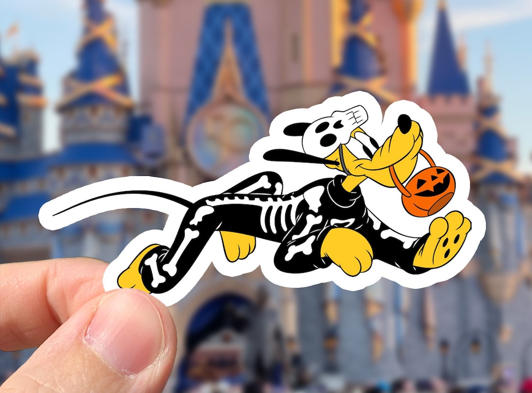 Disney Pluto in Skeleton Costume Sticker | Waterproof - Etsy