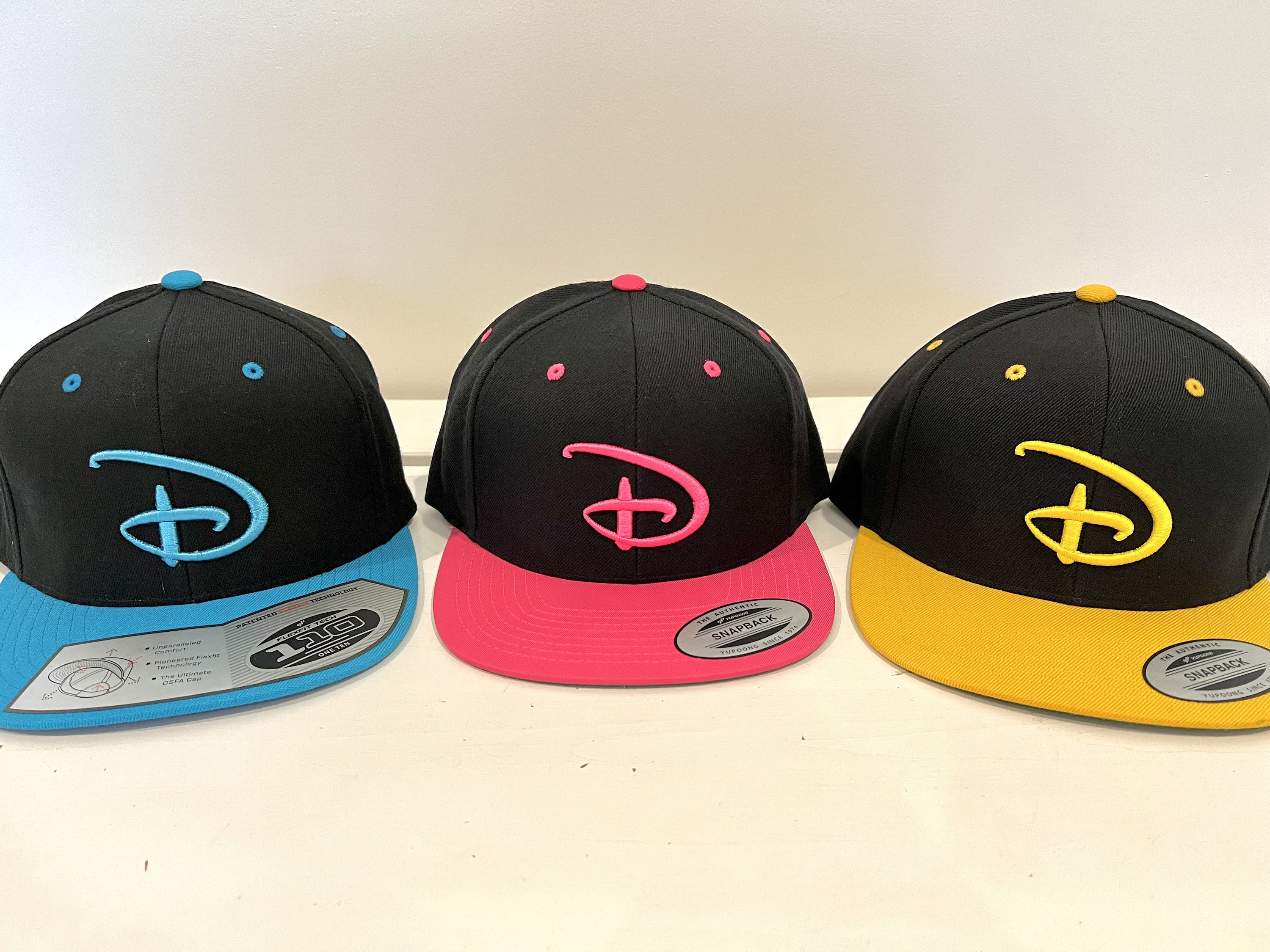 Disney "d" Hats | Embroidered on Flex Fit Hats, Adjustable "dad" Hats ...