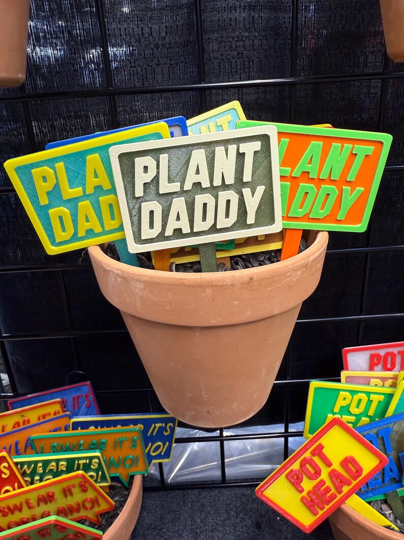 PLANT DADDY 3D Printed Pot Pick - Fun Garden Marker & Plant Label - Etsy
