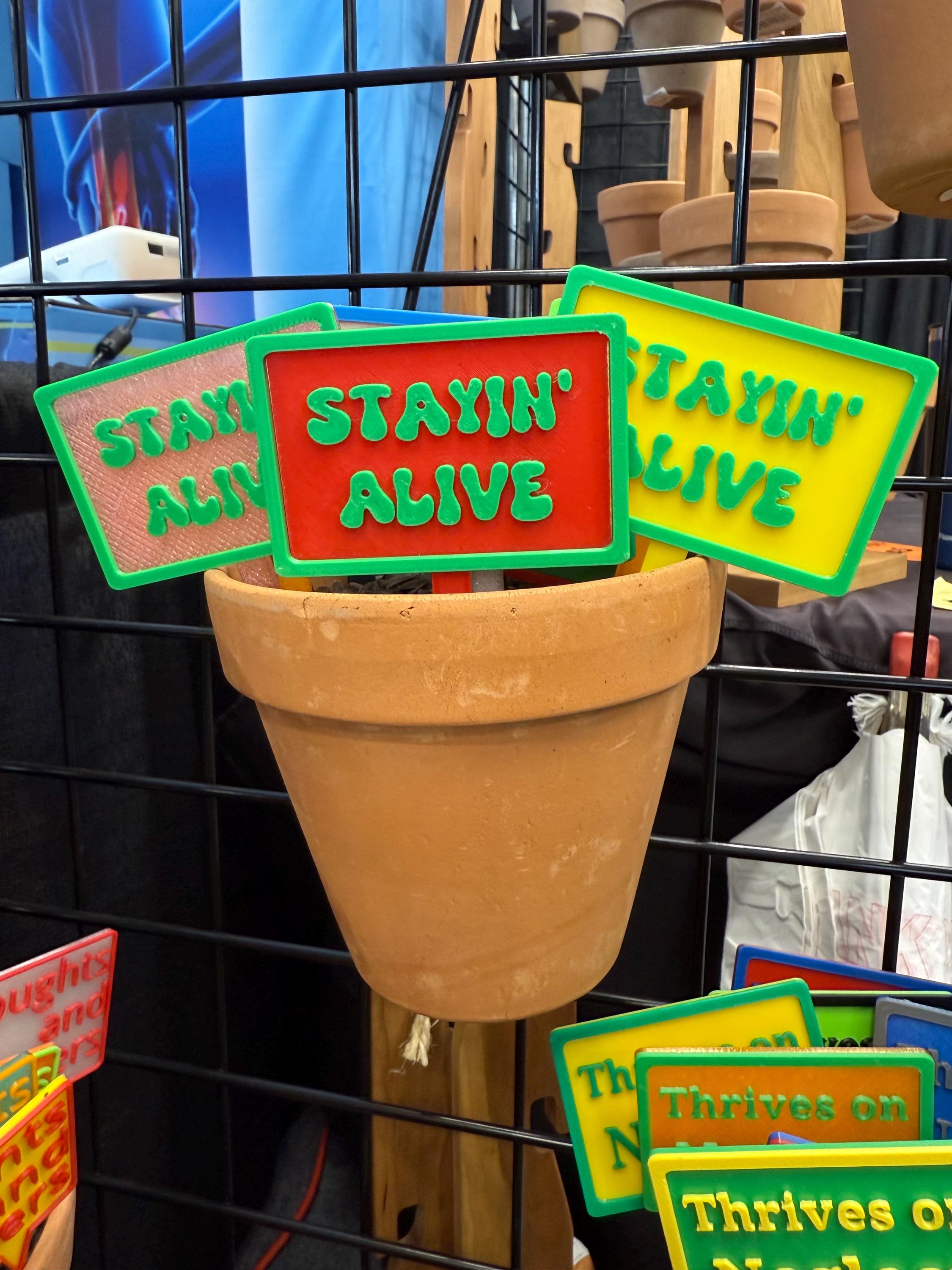 Stayin’ Alive 3D Printed Pot Pick - Fun Garden Marker & Plant Label - Etsy