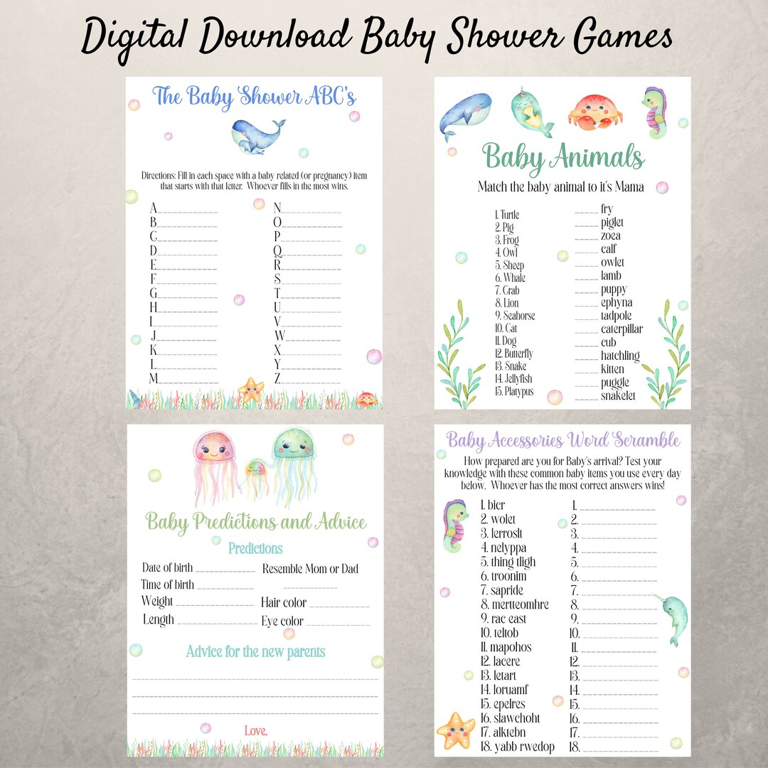 Under the Sea Baby Shower Games, Baby Shower, Under the Sea, Baby Whale ...