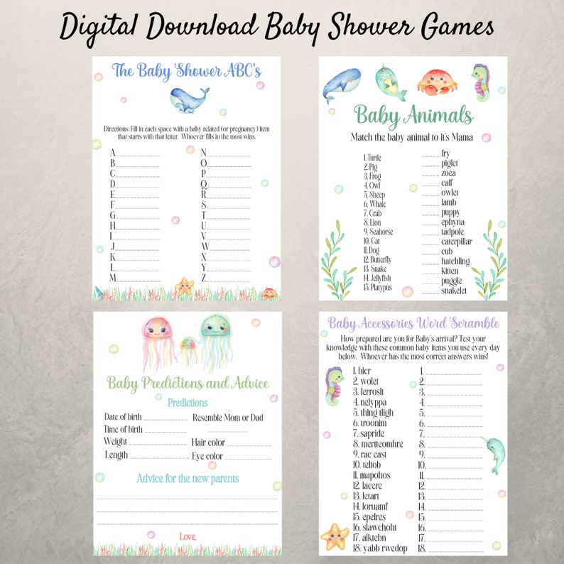 Under the Sea Baby Shower Games Baby Shower Under the Sea - Etsy