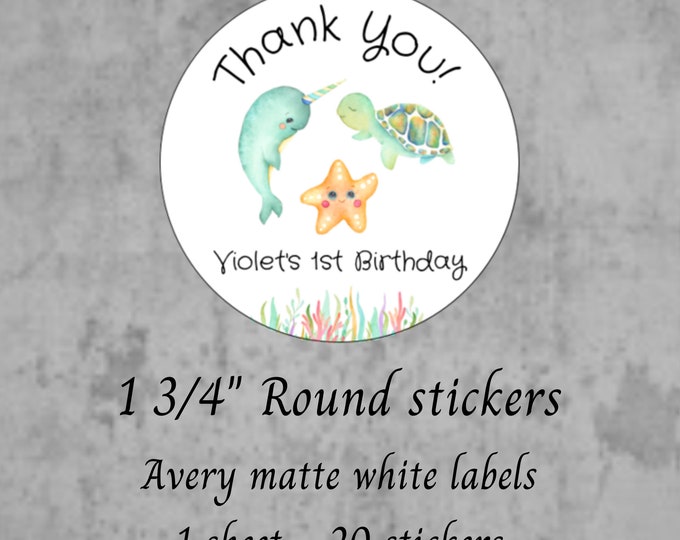 Birthday Thank You Stickers, Under the Sea Birthday, Oneder the Sea ...