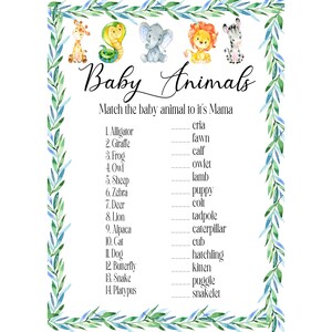 Baby Shower Games, Printable, Name That Baby Animal Game, Jungle Safari ...