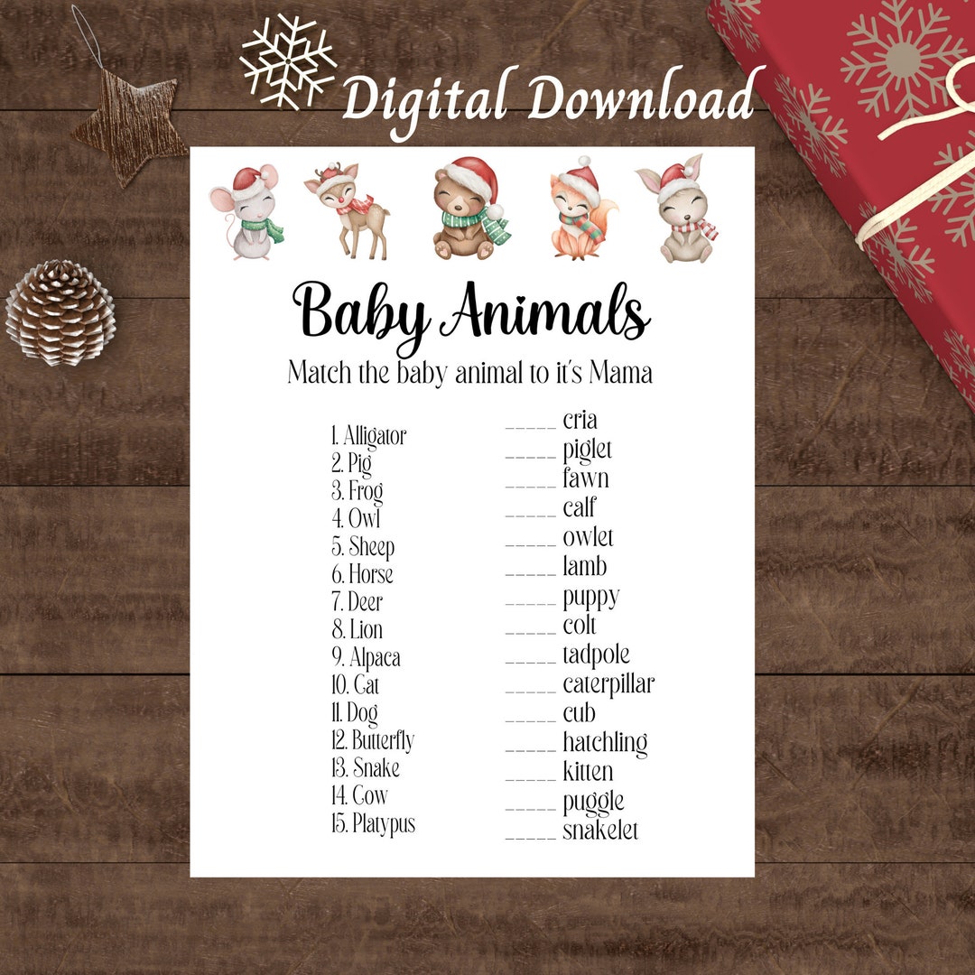 Baby Shower Games, Printable, Name That Baby Animal Game, Winter ...