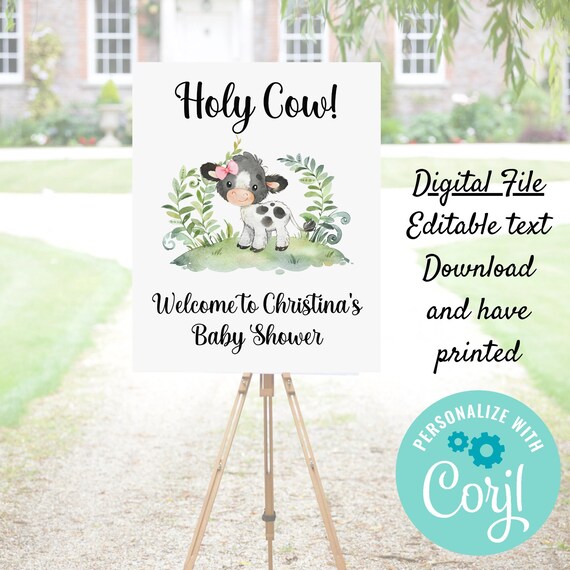 Holy Cow Welcome Sign 16x20 Baby Shower Sign Holy Cow Baby - Etsy