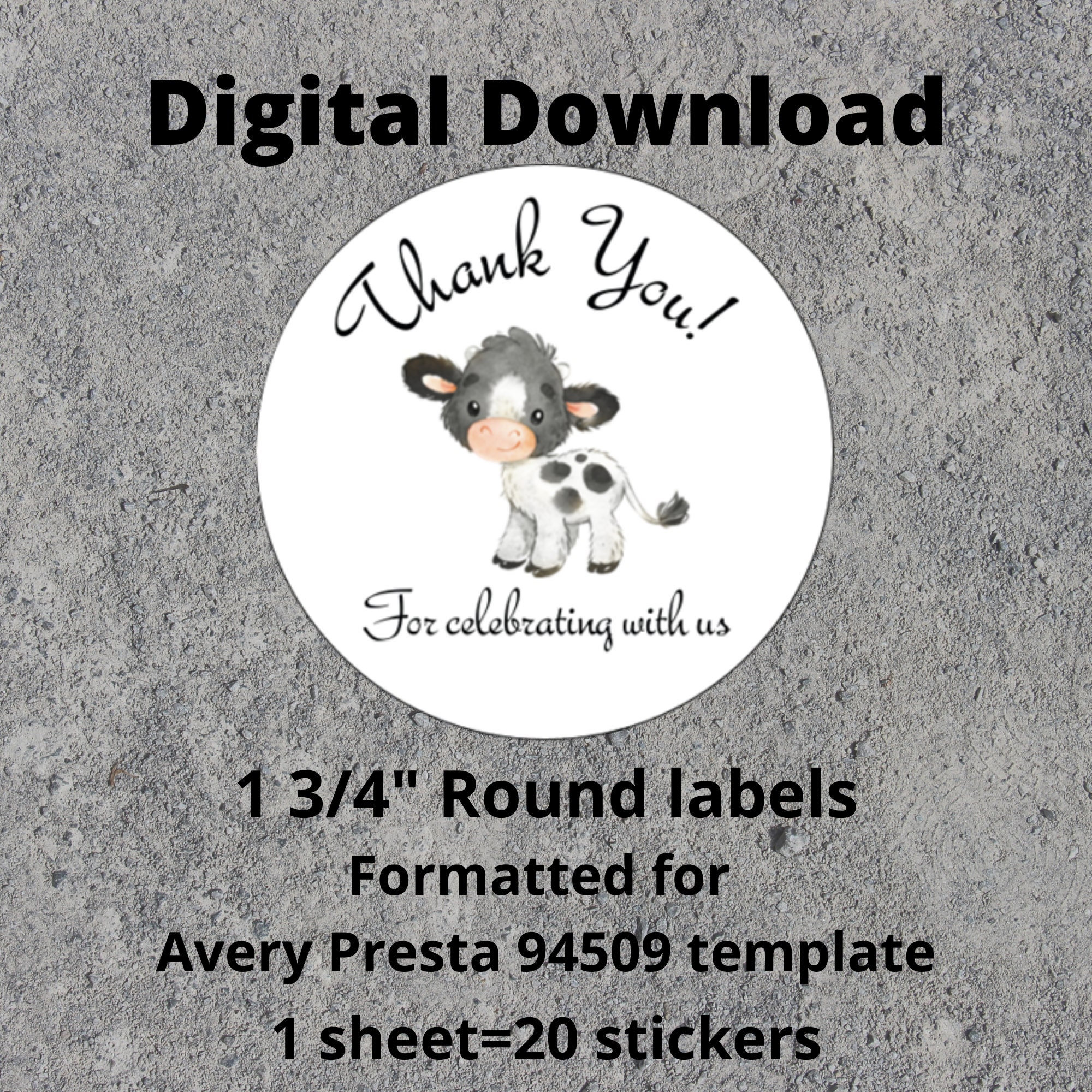 Farm Animal Thank You Stickers Baby Cow Baby Boy Holy - Etsy