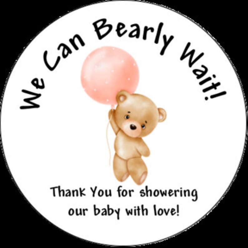 Baby Shower Thank You Stickers We Can Bearly Wait Baby Girl - Etsy