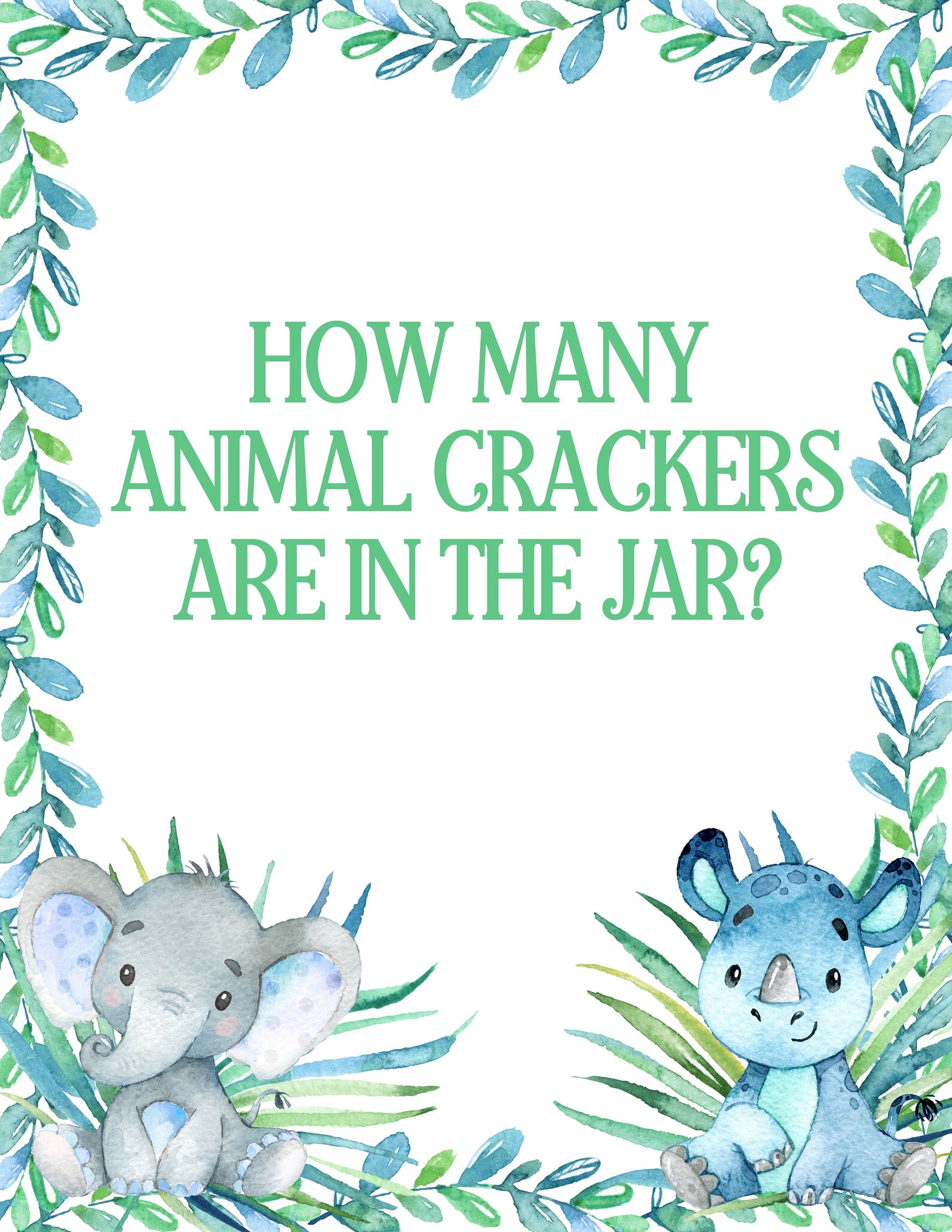 Printable baby shower games How many animal crackers baby | Etsy