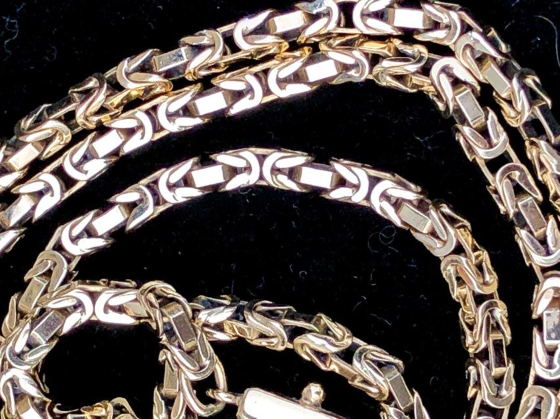 Vintage Solid Yellow 9ct Gold Kings Pattern Chain. 26 Inches - Etsy UK