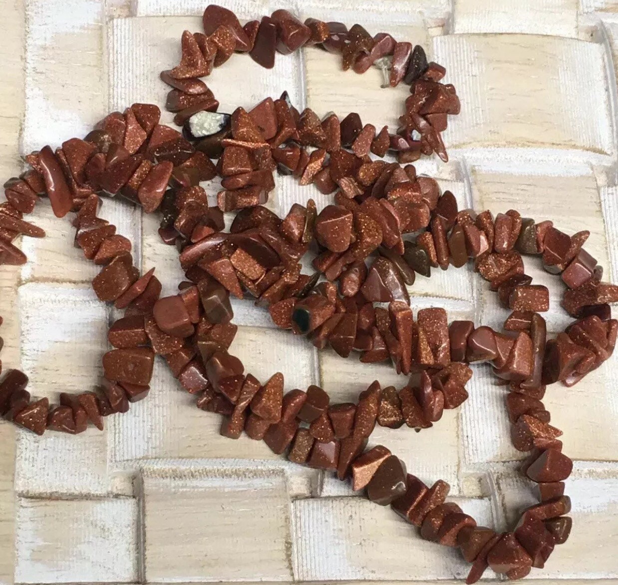 34 Rich Semi precious Goldstone Chip Beads Continuous Strand | Etsy