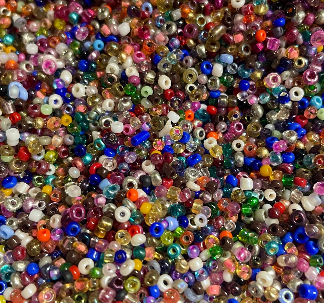3oz 2mm Loose Glass Seed Bead Lot Gorgeous Colors Random Mix Bead Soup ...