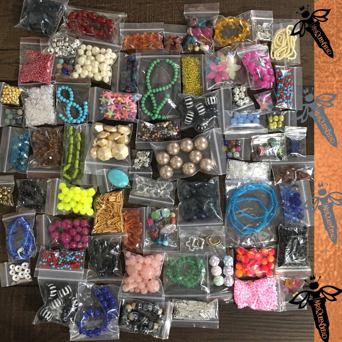 B 40 bags of NEW Beads Mixed types Glass Acrylic Metal Wood | Etsy